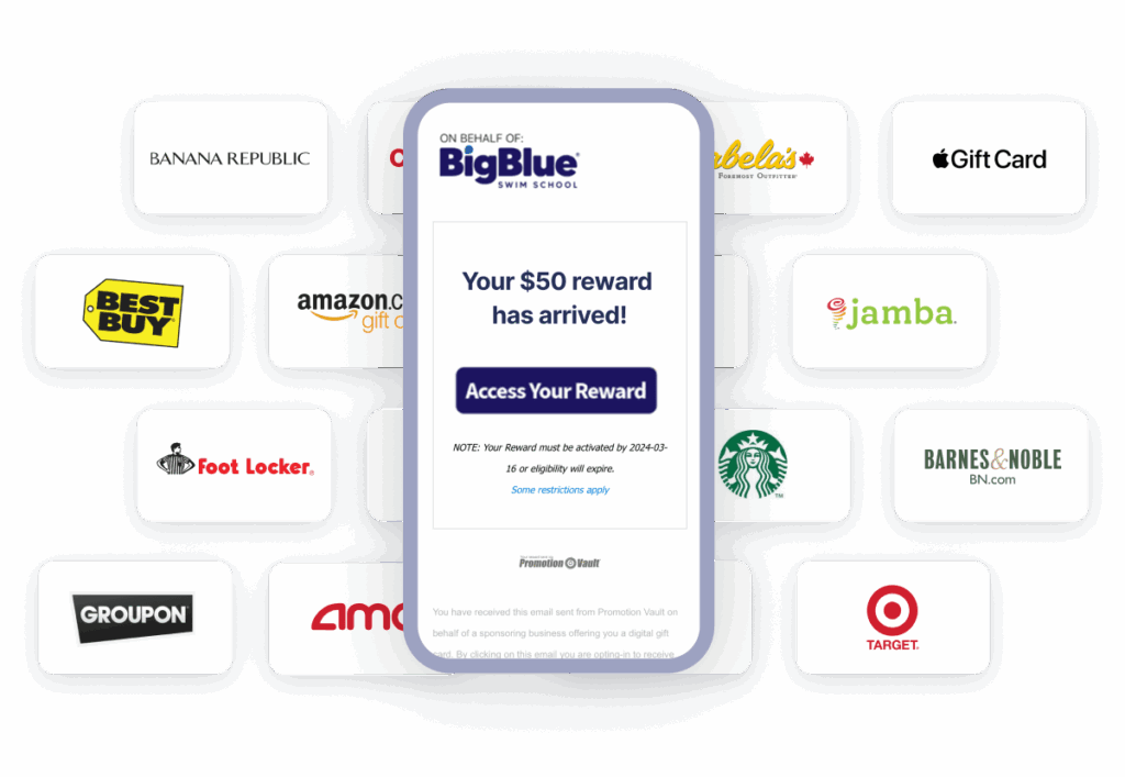 Big Blue Swim School Rewards Platform - Promotion Vault